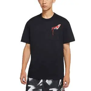 JORDAN 1 Pocket Shoes Embroidered Round Neck Short Sleeve T-shirt - Black