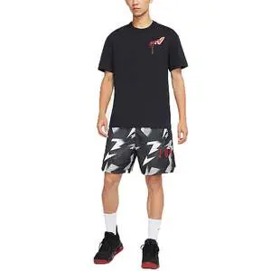 JORDAN 1 Pocket Shoes Embroidered Round Neck Short Sleeve T-shirt - Black