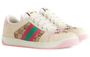 Gucci Screener Gg Low-top Sneakers - Beige/ebony