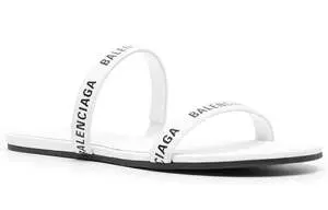 Balenciaga Round Toe Sandals With Logo Detailing
