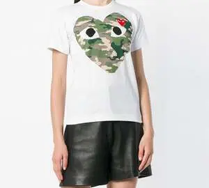 Play Comme Des Garcon Camouflage Heart Short Sleeve Tee