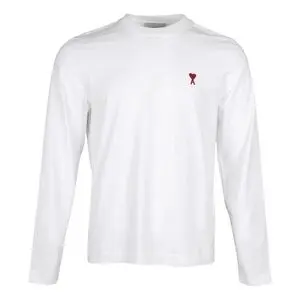 AMI Paris Small Heart Logo Long Sleeve T-shirt - White