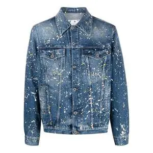 Off-White Denim Paint Splatter Trucker Jacket - Blue