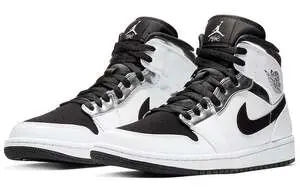 JORDAN 1 Mid Sneakers - White/black/silver