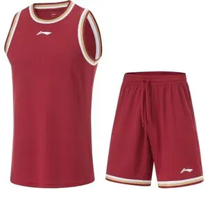 LI-NING Basketball Competition Suit - Red/white/tan
