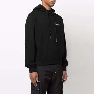 Off-White Black Logo Printed Hoodie - Black/white