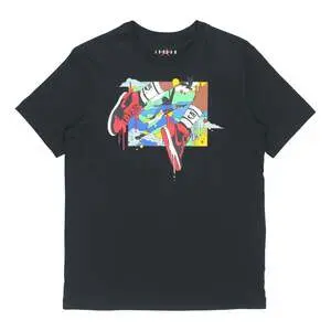 JORDAN Running Training Casual Round Neck Cartoon Printing Short Sleeve - Black