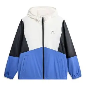 LI-NING Color Block Hooded Windbreaker - White/black/blue