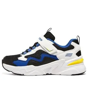 Sketchers Athletic Sneakers With Velcro Strap - White/black/blue