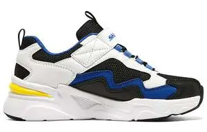 Sketchers Athletic Sneakers With Velcro Strap - White/black/blue