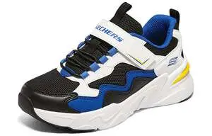 Sketchers Athletic Sneakers With Velcro Strap - White/black/blue