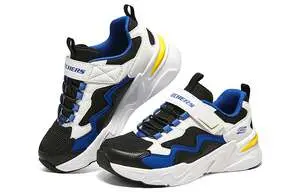 Sketchers Athletic Sneakers With Velcro Strap - White/black/blue