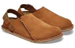 BIRKENSTOCK Lutry Suede Leather Clogs With Buckled Strap - Brown