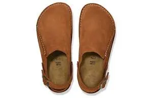 BIRKENSTOCK Lutry Suede Leather Clogs With Buckled Strap - Brown
