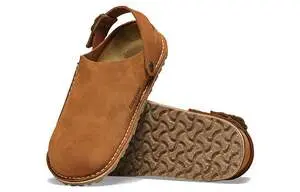 BIRKENSTOCK Lutry Suede Leather Clogs With Buckled Strap - Brown