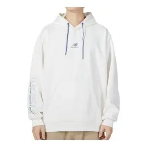 NEW BALANCE Logo Print Hoodie Asia Sizing 'white - White/blue