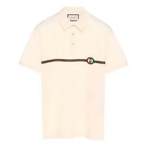 Gucci Gg Embroidered Short Sleeve Polo Shirt For Beige