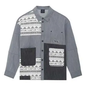 LI-NING X Wade Series Color Block Print Shirt 'grey Black - Grey/white/black