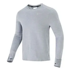 Nike Nk Tf Turf Rpl Elmnt Crew Solid Color Training Sports Round Neck Long Sleeves Gray T-shirt - Grey