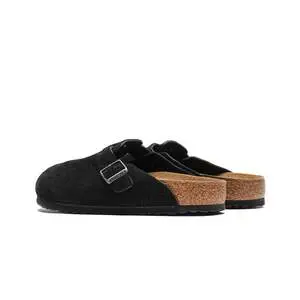 BIRKENSTOCK Boston Suede Clogs - Black