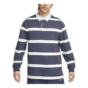Nike Life Striped Heavyweight Rugby Shirt 'thunder - Blue