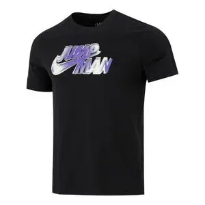 JORDAN Alphabet Large Logo Pattern Printing Round Neck Casual Short Sleeve Black - Default Color