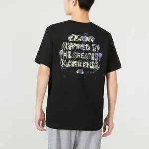 JORDAN Alphabet Large Logo Pattern Printing Round Neck Casual Short Sleeve Black - Default Color