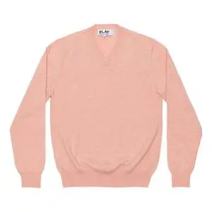 Play Comme Des Garcon V-neck Pullover With Heart Emblem - Pink