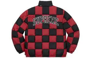 Supreme Checkerboard Puffy Jacket - Red