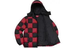 Supreme Checkerboard Puffy Jacket - Red