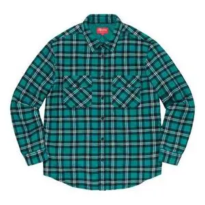 Supreme Fw19 Week 17 Arc Logo Quilted Flannel Shirt Logo - Green