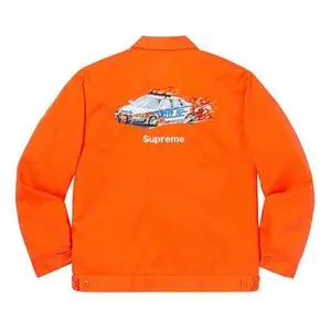Supreme Cop Car Embroidered Work Jacket - Orange