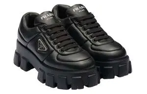 Prada Monolith Brushed Leather Lace-up Shoes