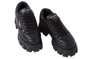 Prada Monolith Brushed Leather Lace-up Shoes