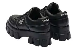 Prada Monolith Brushed Leather Lace-up Shoes