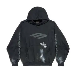 Balenciaga 3b Stencil Hoodie - Black
