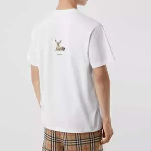 Burberry Deer Print Cotton Oversized Deerlet Printing T-shirt - White