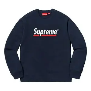 Supreme Underline Crewneck - Navy/white