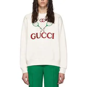 Gucci Cotton Tennis Racket Print Sweatshirt