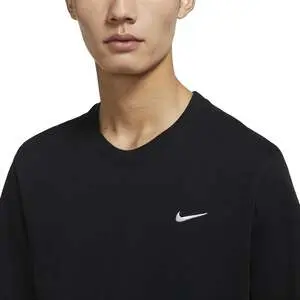 Nike Solid Color Embroidered Logo Micro Mark Round Neck Casual Short Sleeve Black - Multi-color