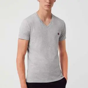 Burberry V Neck Knit Pullover Short Sleeve Gray