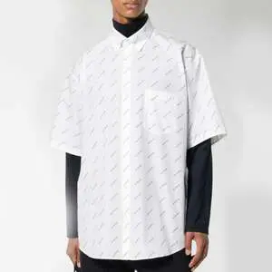 Balenciaga All Over Logo Shirt 'white Black - White/black