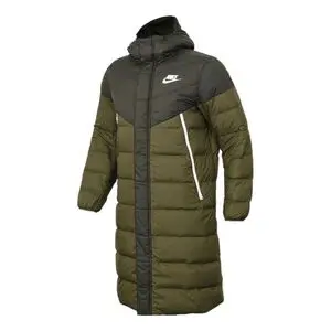 Nike Logo Puffer Hooded Coat - Green