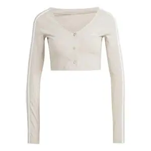 Adidas Originals Adicolor Classics 3-stripes Button Long Sleeve Cropped Tee - Beige