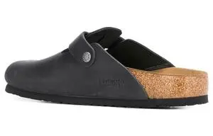 BIRKENSTOCK Boston Narrow Oiled Leather Clogs - Black