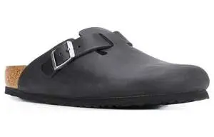 BIRKENSTOCK Boston Narrow Oiled Leather Clogs - Black