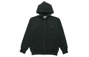 Play Comme Des Garcon Zip Up Hoodie With Heart Logo - Black