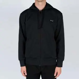 Play Comme Des Garcon Zip Up Hoodie With Heart Logo - Black