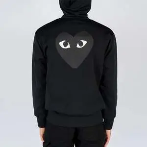 Play Comme Des Garcon Zip Up Hoodie With Heart Logo - Black