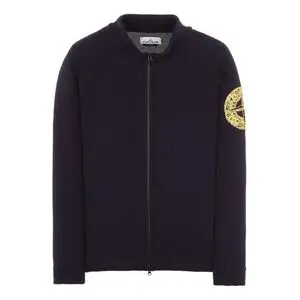 Stone Island Zip-up Sweater With Emblem - Black